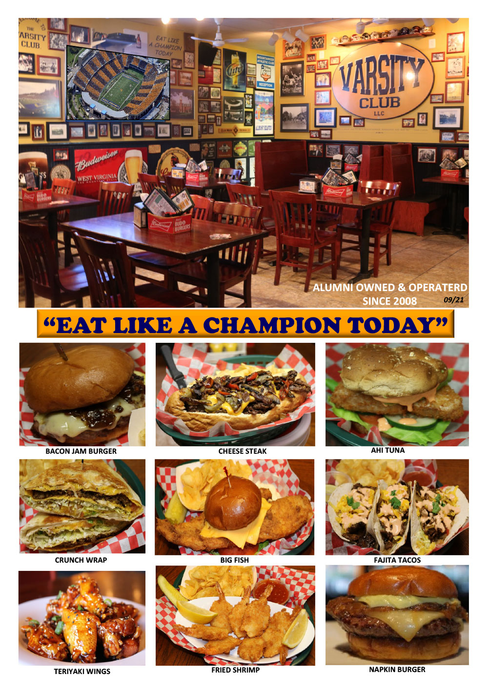 varsity club menu east lake - Nida Crum